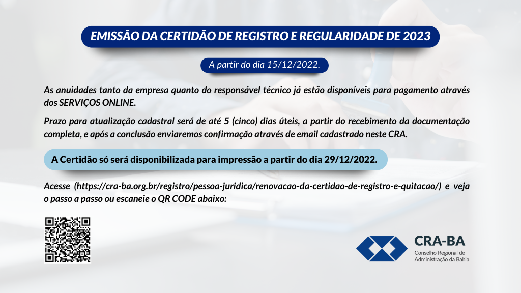 CRA-BA – Conselho Regional de Administração da Bahia